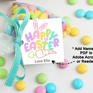 Happy Easter Tags, Easter Bunny Cookie TAGS, HAPPY EASTER Editable ...