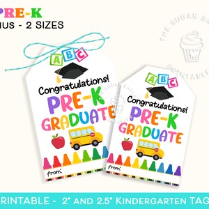 PRE-K Graduation Tags, Congratulations PRE-K Graduation Gift Tags, Pre ...