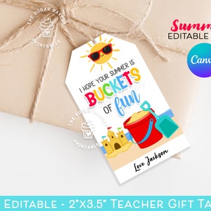 BUCKETS of FUN Tag EDITABLE End of School Year Gift Tag End - Etsy