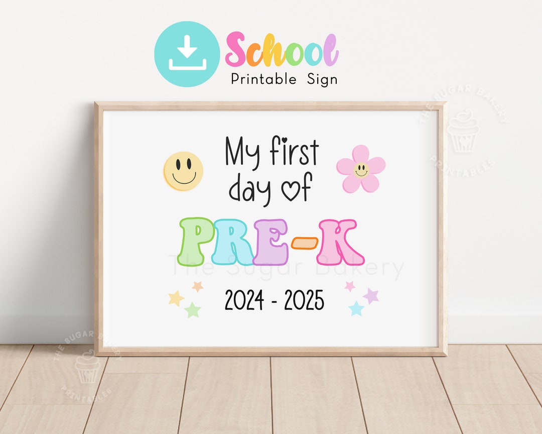 FIRST Day of PRE-K School Sign, RETRO Prek Sign, Prek Sign 1st Day of ...