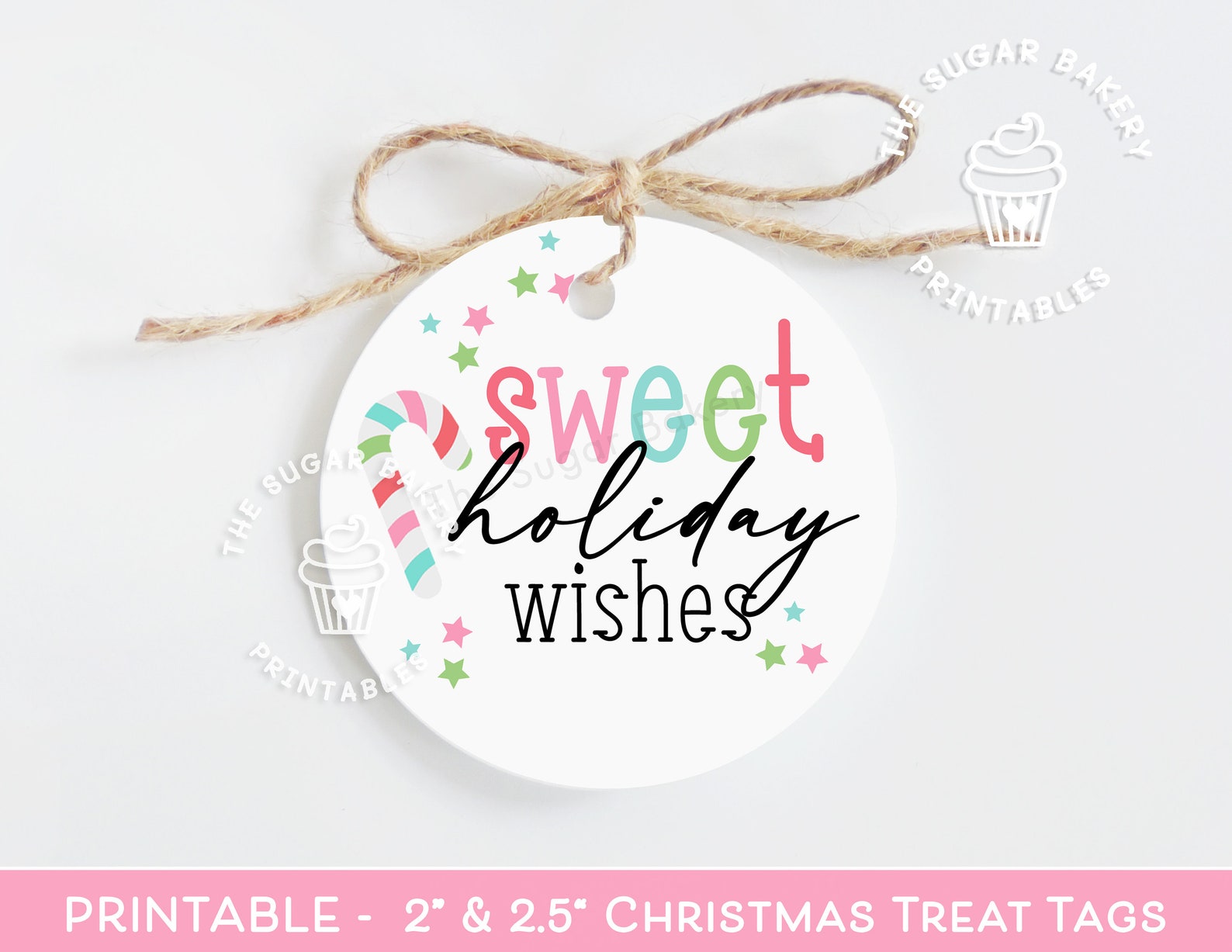 SWEET Holiday Wishes Cookie Tag, Candy Cane Cookie Tag, Printable ...