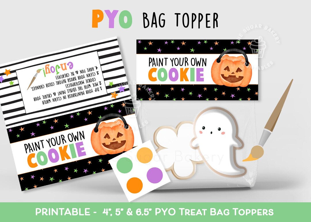 PYO Halloween Cookie Treat Bag Topper, PYO Halloween Cookie Topper, Pyo ...