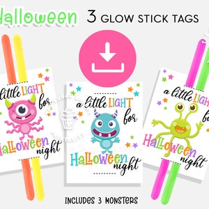 Halloween Glow Stick Tags, A Little Light for Halloween Night Tag, 3x4 ...