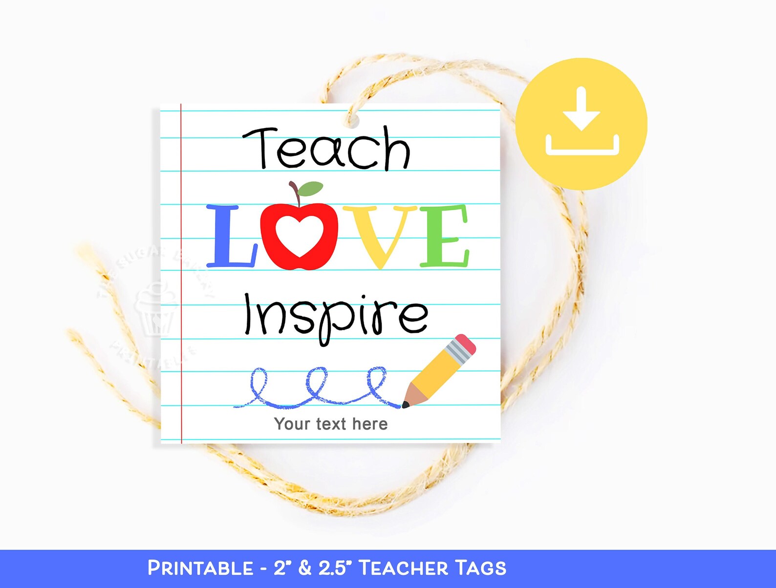 Teacher Appreciation TAG, Teach Love Inspire TEACHER Gift Tag, Thank ...