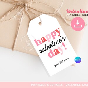 Printable Happy Valentine's Gift Tags, EDITABLE Valentine's Day TAGS ...