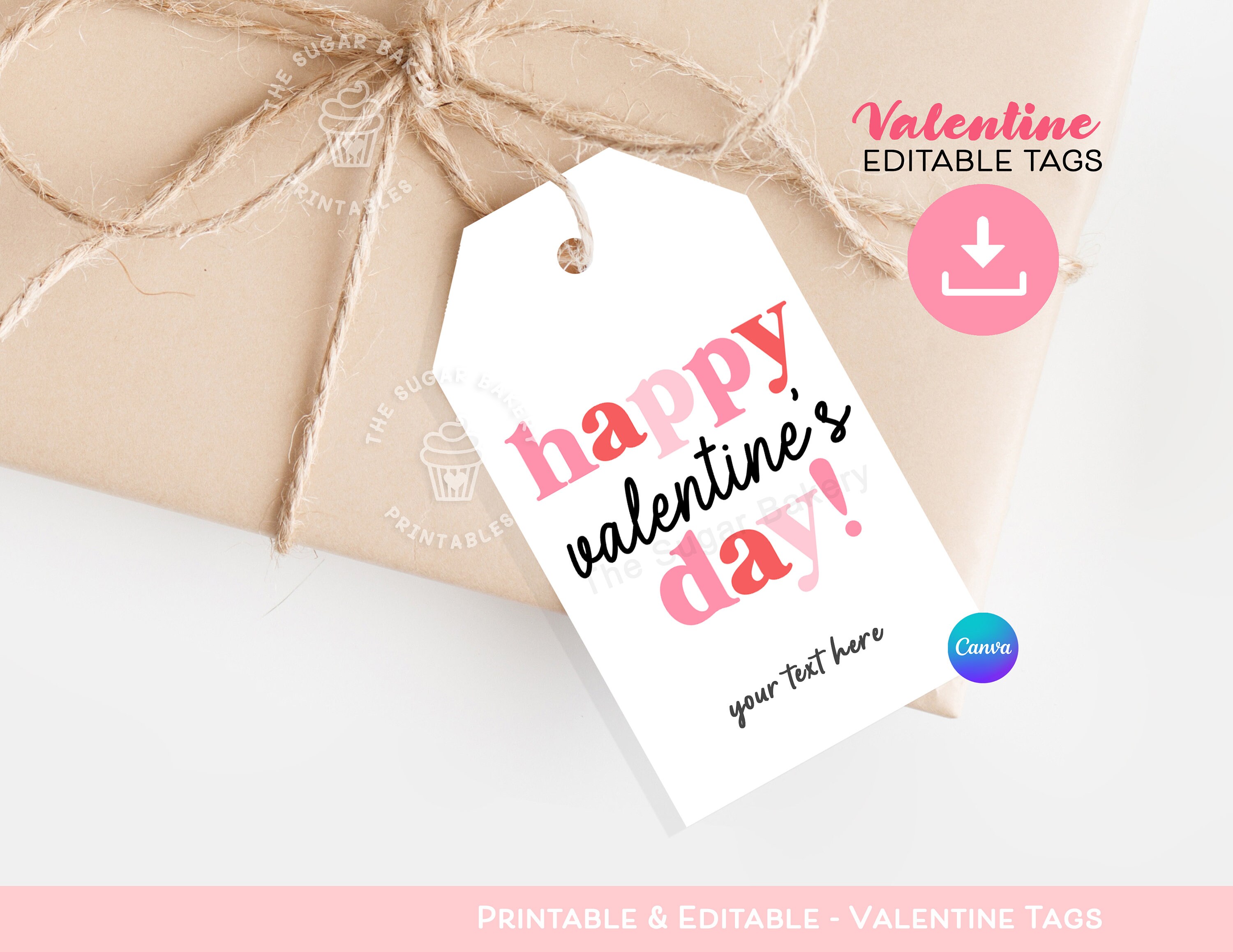Printable Happy Valentine's Gift Tags, EDITABLE Valentine's Day TAGS ...