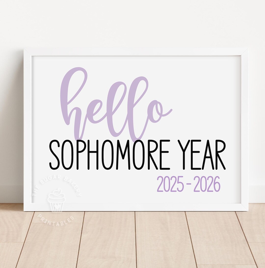 First Day of SOPHOMORE YEAR Sign Purple Mauve 1st Day 10th Sign Grade ...