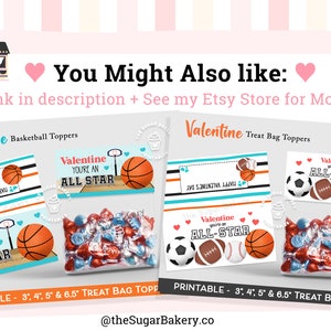 Printable ALL-STAR Sports Valentine Cards for Kids, Football Basketball ...