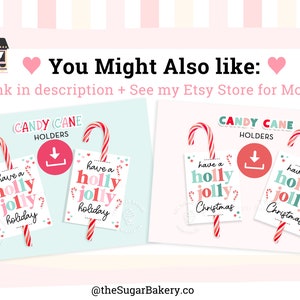 Christmas Candy Cane Holder, Sweet Treat Tag, Printable Candy Cane Tag ...