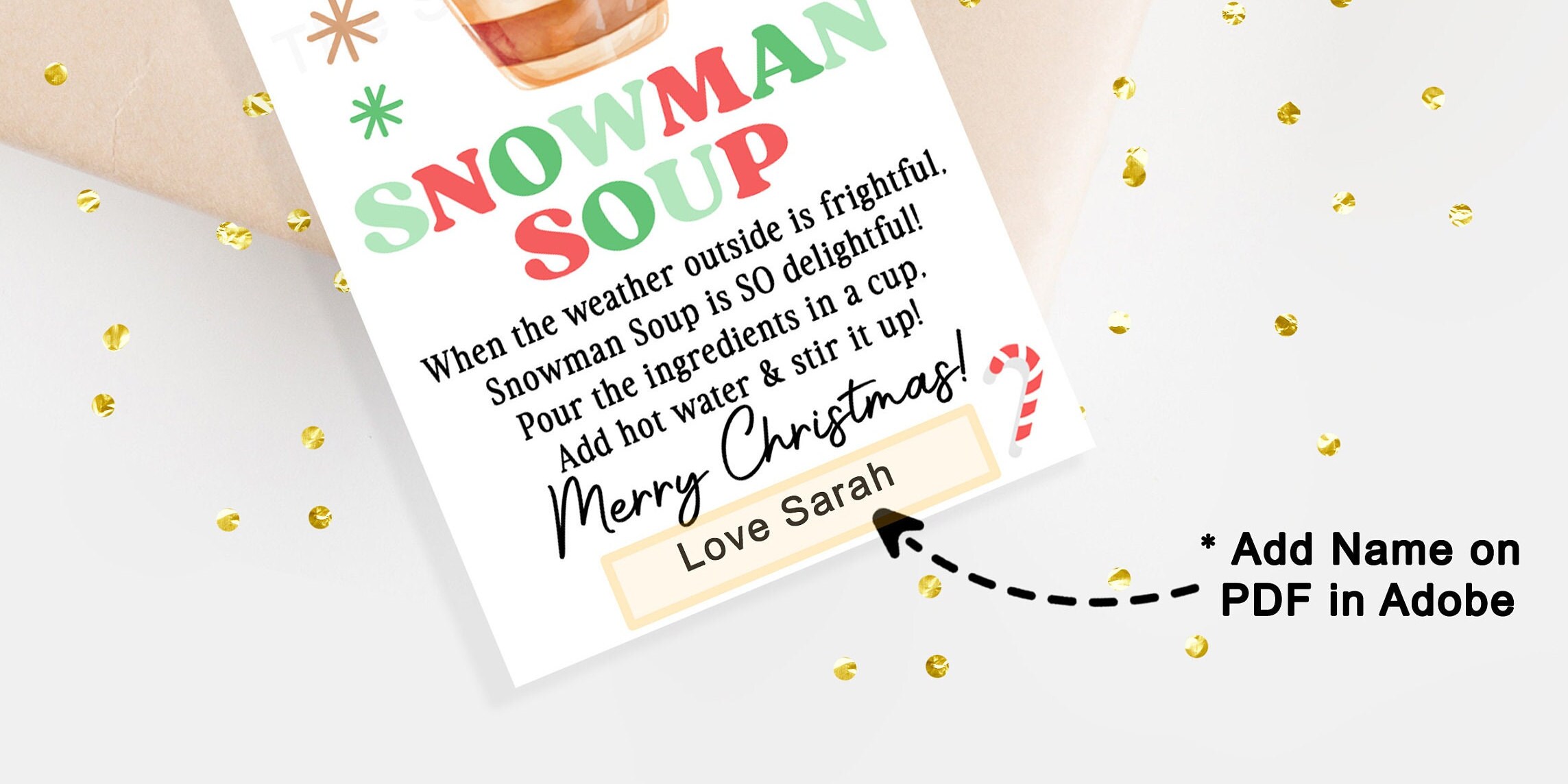 Printable Snowman SOUP Tags Hot Chocolate Tags Hot Cocoa Printable Tags ...