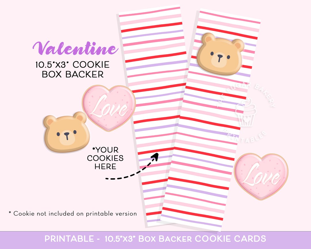 Printable Valentine Cookie Box Backers, Stripes 10.5"x3" Valentine ...
