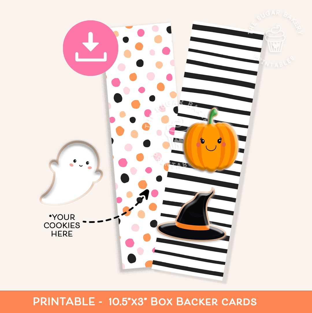 Printable Halloween Cookie Box Backers, Polka Dot & Stripes 10.5"x3 ...