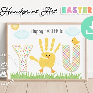 Easter HANDPRINT ART, Printable Easter Chick Handprint Art, Crafts for ...