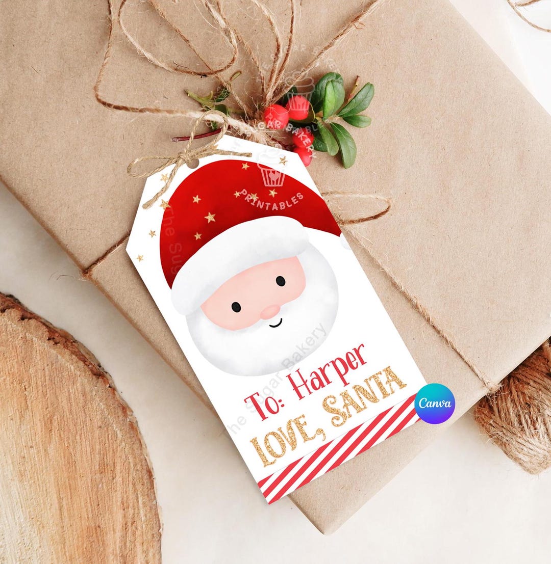Printable Santa Claus Gift Tags, EDITABLE Personalized Santa Gift Tags ...