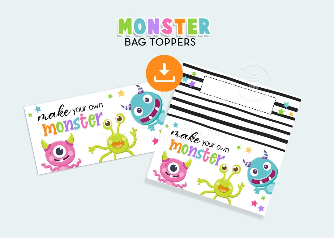 Make Your Own MONSTER Bag Topper, Halloween Monster Cookie Bag Topper ...