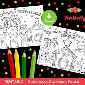 NATIVITY Coloring Page, 2 PRINTABLE Christmas Nativity Coloring Pages ...