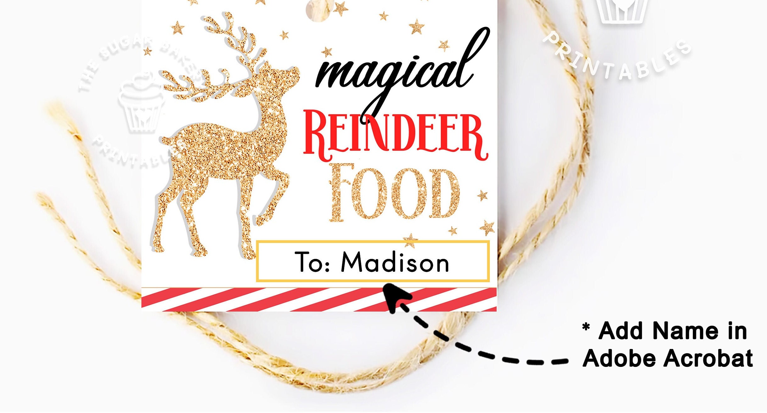 Printable Magic Reindeer Food Label Tag, Christmas Gift Tag, Reindeer ...