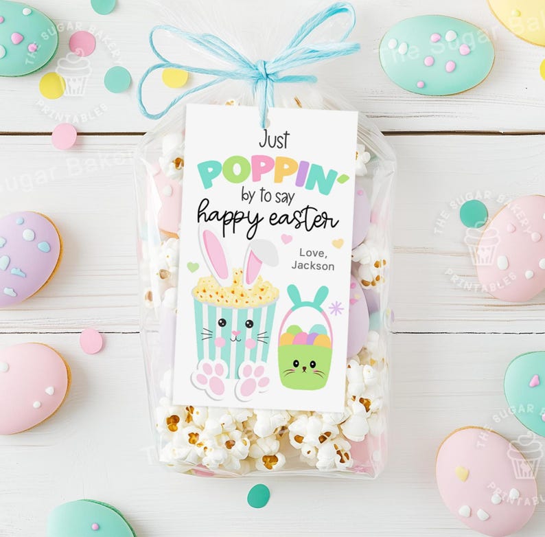 Poppin’ Easter Popcorn Tag Printable, Classroom Easter Treat Tag ...