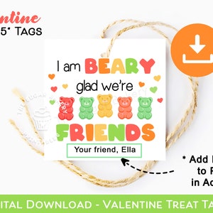 BEARY Sweet Gummy Bear Valentine Tag, Gummy Bear Valentine, Valentine's ...