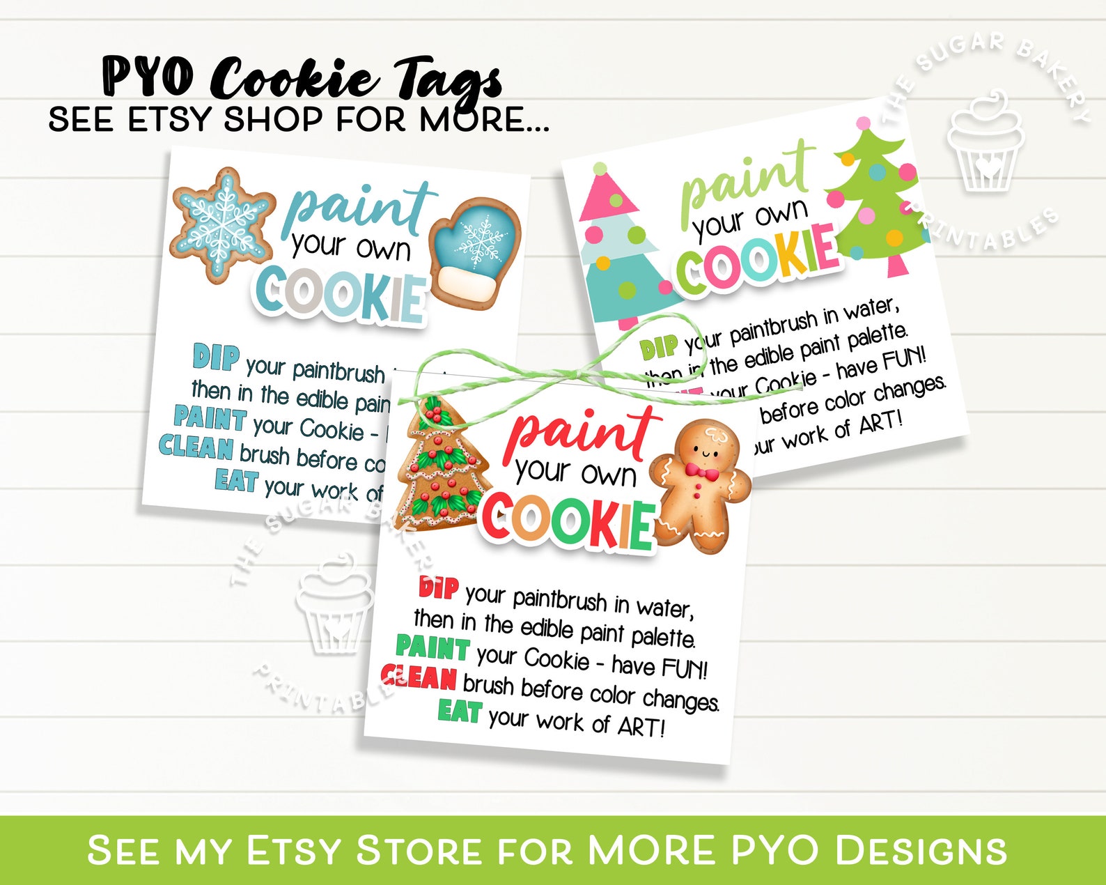 PYO Cookie Kit Tags PYO Christmas Cookies Paint Your Own - Etsy