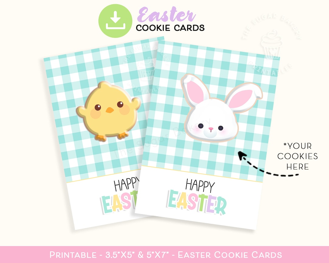 Easter Cookie Cards, Blue Plaid Mini Cookie Card, Cookie Cards Easter ...