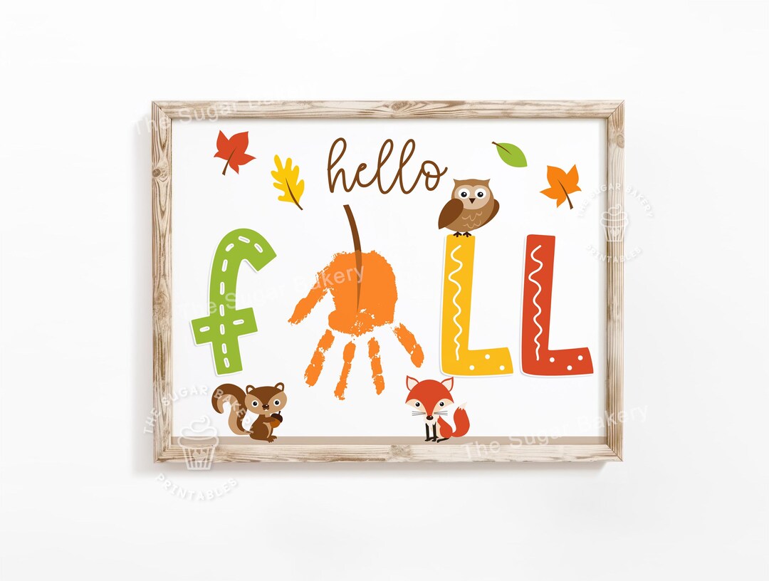 Fall Handprint Craft Printable Leaf Woodland Thanksgiving Kids Art ...