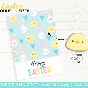 Happy Easter COOKIE CARD, Bunnies & Chicks Printable Cookie Card ...