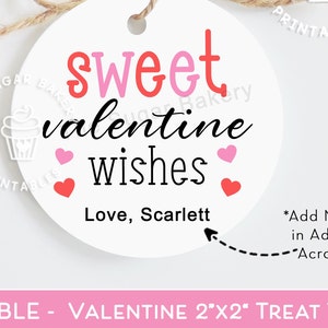 SWEET Valentine Wishes Cookie Tag, Valentine's Day Tag, Printable ...