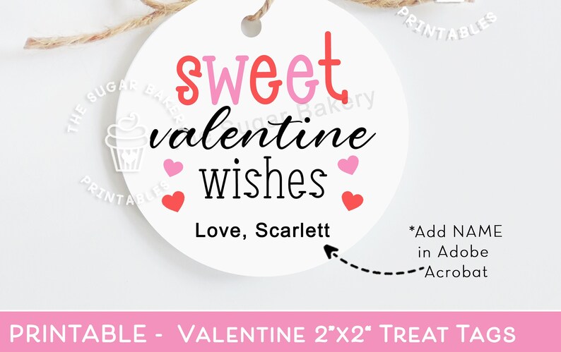 SWEET Valentine Wishes Cookie Tag Valentine's Day Tag - Etsy