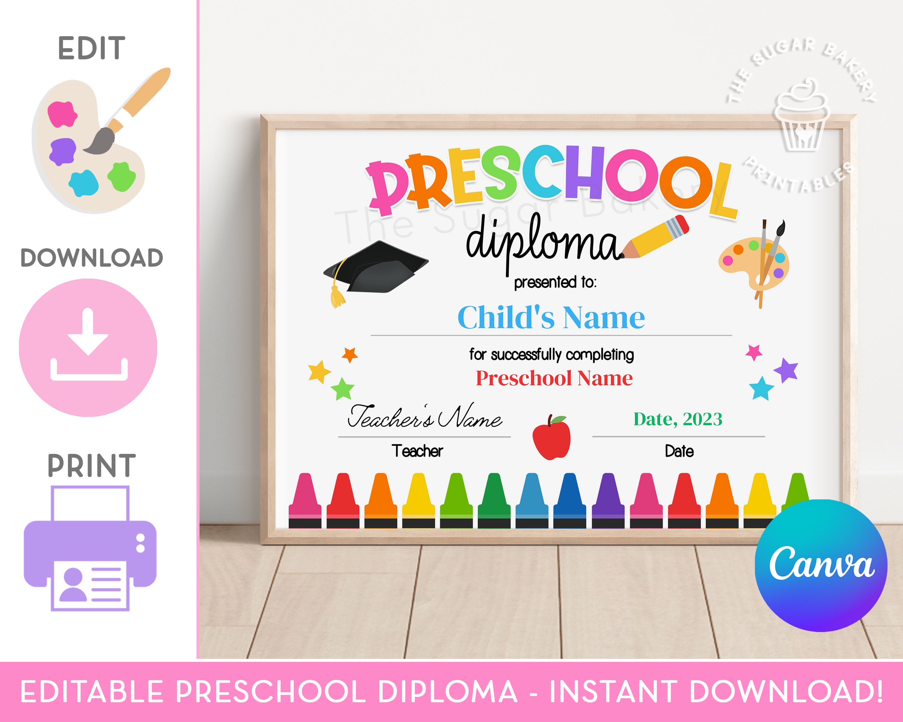 Editable Preschool Diploma Preschool Graduation Diploma - Etsy Australia