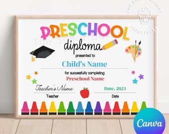 Editable PRESCHOOL GRADUATION Certificate, Preschool Diploma, Last Day ...