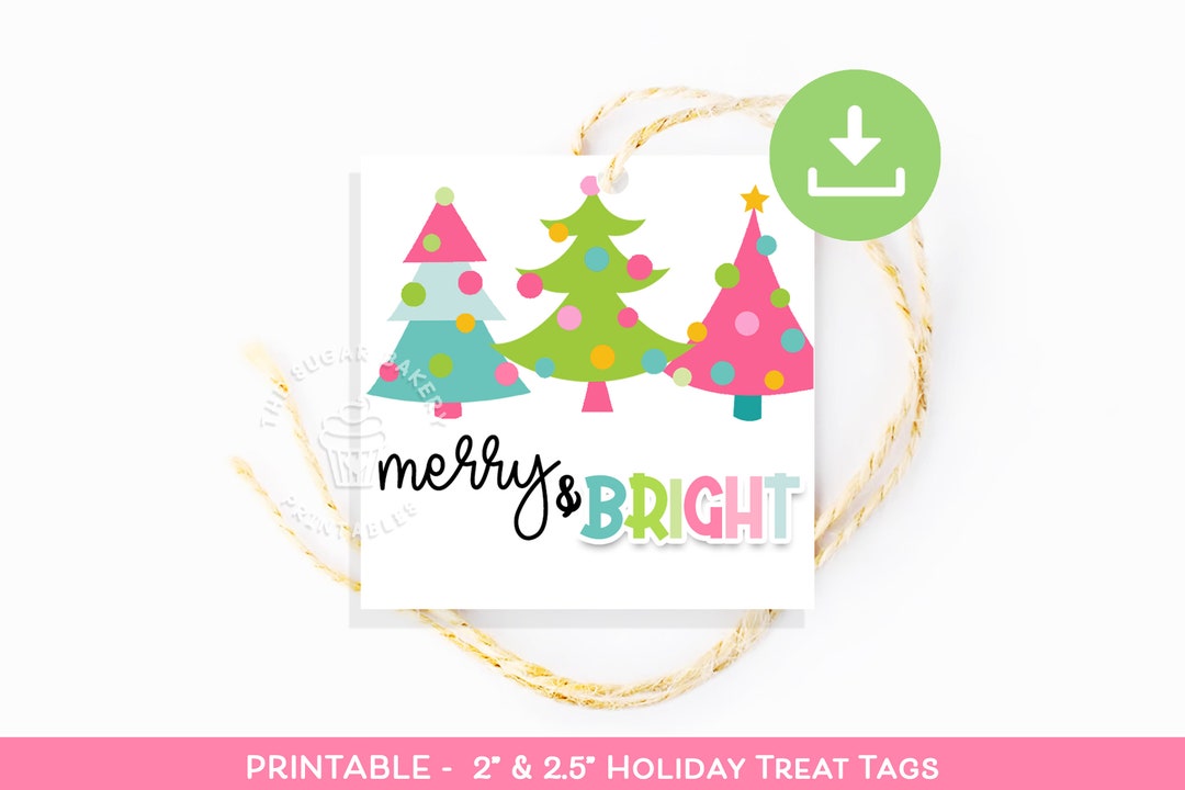 Merry & Bright Christmas Cookie Tag, Christmas Cookie Tag, Christmas ...