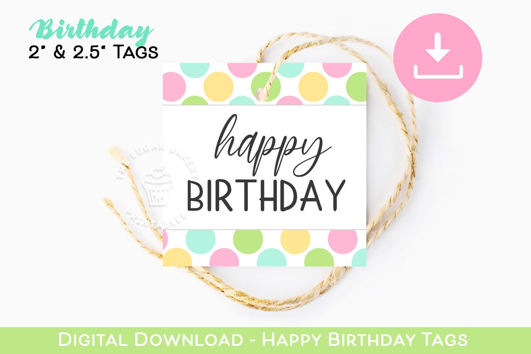 Happy Birthday TAGS Birthday Tags Printable Rainbow Birthday - Etsy