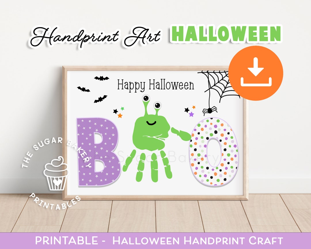 Happy Halloween Handprint Art, Monster BOO Halloween Handprint Craft ...