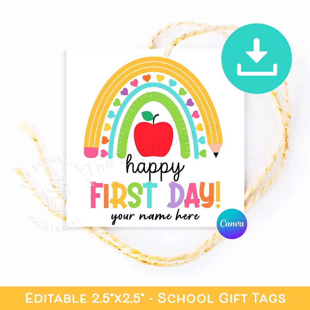 Happy FIRST DAY of School Tag, Back to School Gift Tag, First Day of ...
