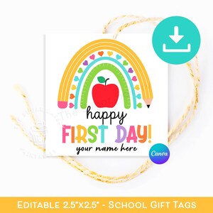 Happy FIRST DAY of School Tag, Back to School Gift Tag, First Day of ...