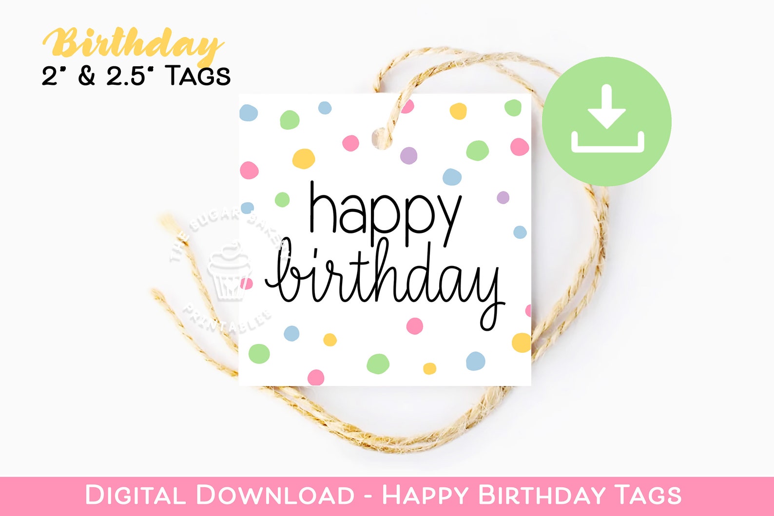 Printable Happy Birthday TAGS, Birthday Tags Printable, Rainbow ...