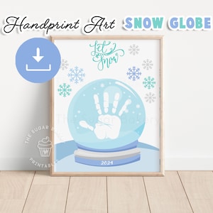 Snow Globe Handprint Art, Handprint Christmas Craft, Snowflake Snowman ...