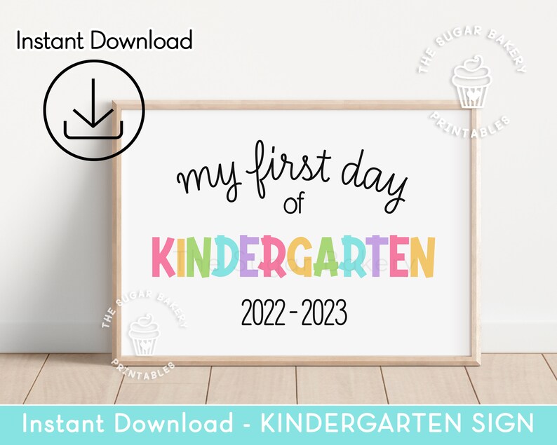 First Day of School Sign KINDERGARTEN 1st Day of Kindergarten - Etsy