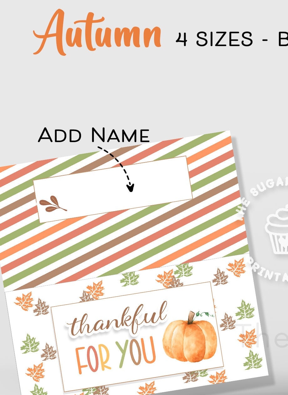 Fall Cookie Bag Toppers, THANKFUL for YOU Autumn Bag Topper, Printable ...