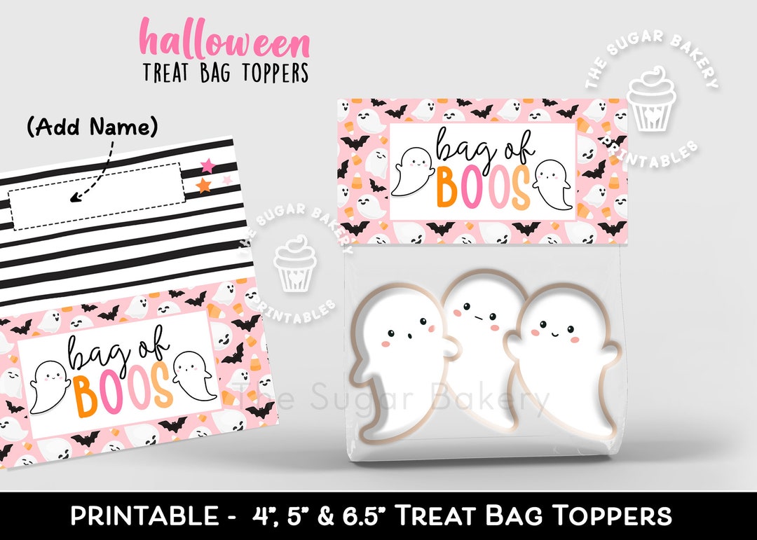 Bag of BOOS Halloween TREAT Bag TOPPER, 4 5 6.5 Goodie Bag for Kids ...