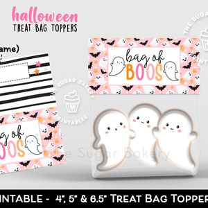 Bag of BOOS Halloween TREAT Bag TOPPER, 4 5 6.5 Goodie Bag for Kids ...