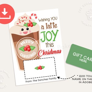 Printable Christmas Coffee Gift Card Holder THANKS A LATTE Printable ...
