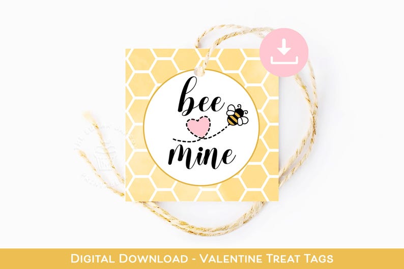 BEE MINE Valentine Cookie Tags, Printable Valentine Treat Tags, Bee ...