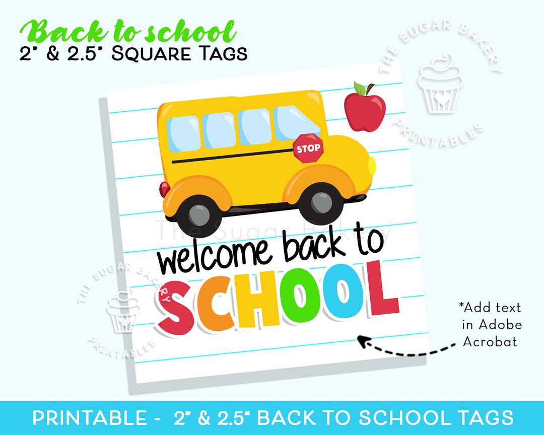 Welcome Back to School Bus Cookie TAG, First Day of School BUS DRIVER ...