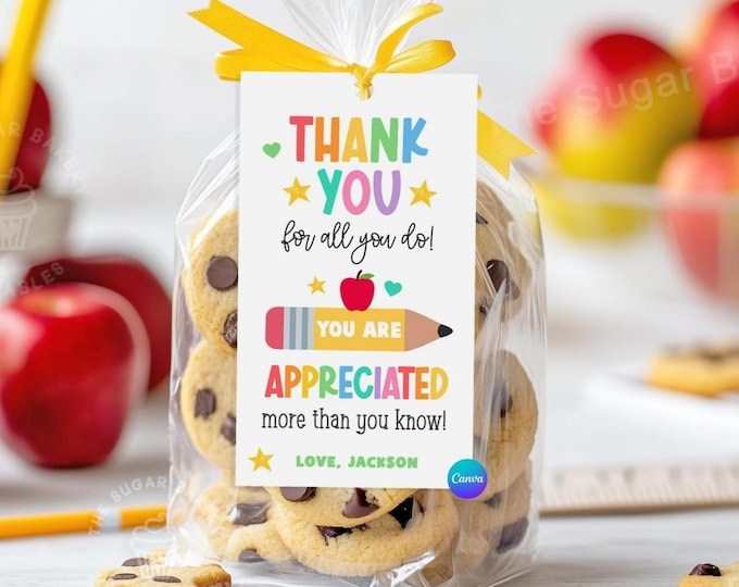 Editable Teacher Appreciation Week Gift Tags, Thank You Teacher Gift ...