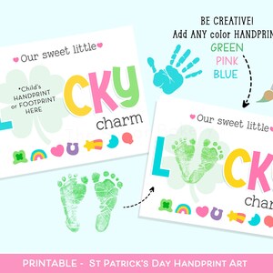 Our LUCKY CHARM Handprint Footprint Art Craft, Babys First St Patricks ...