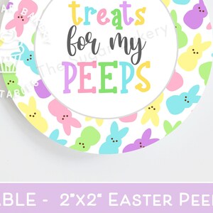 Treats for My Peeps Cookie TAGS, Easter PEEPS Marshmallow Tag, Happy ...