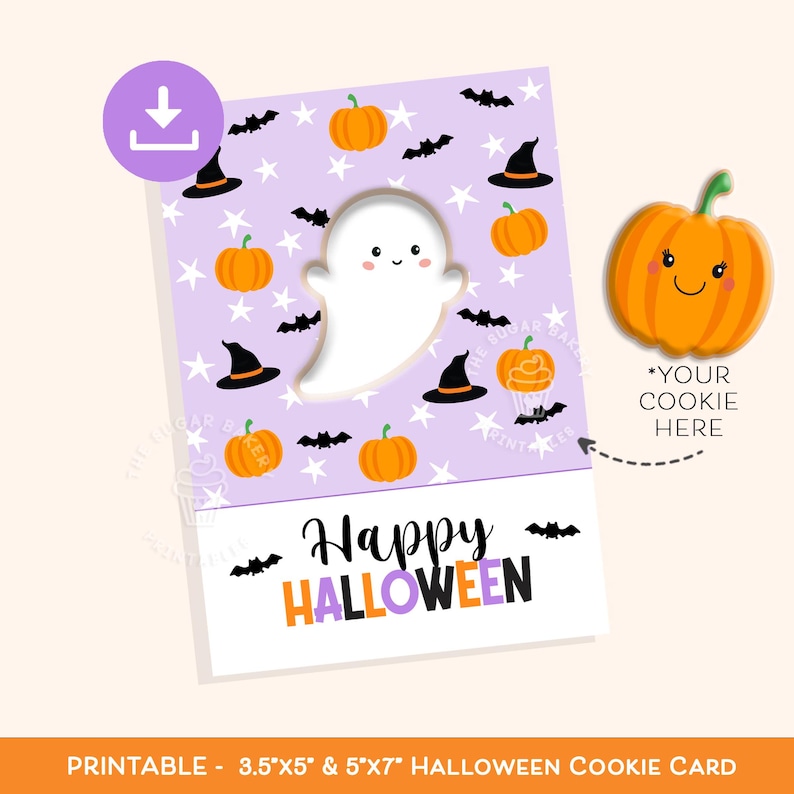 Happy Halloween Cookie Card, 3.5x5 Mini Cookie Card, 5x7 Cookie Card ...