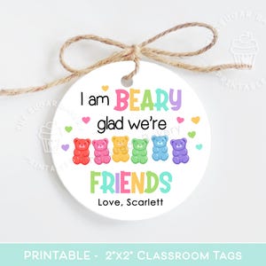 Printable Gummy Bear Tags, Gummy Bear Tag, CLASSROOM Favor Tags, Last ...